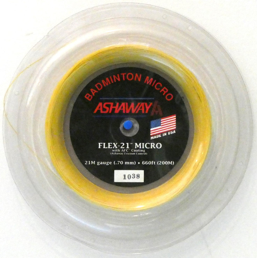 Ashaway Flex 21 Micro Badminton String, Yellow, 200 M REEL – SquashGear.com